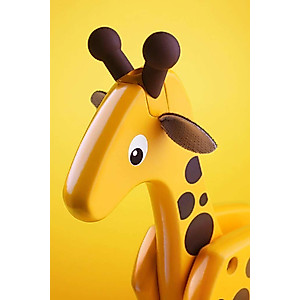 BRIO 30200 Infant & Toddler - Pull Along Giraffe Wood Baby Toy with Bobbing Head for Kids Ages 1 and up, Yellow/Brown