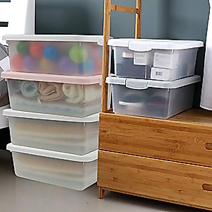 Yubine Plastic Bin with Lid, 14 Quart Latching Tote, 2 Packs