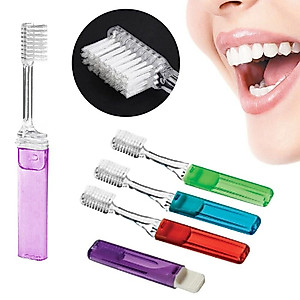 4 Pc Foldable Folding Travel Toothbrush Camping Hiking Outdoor Portable Sanitary