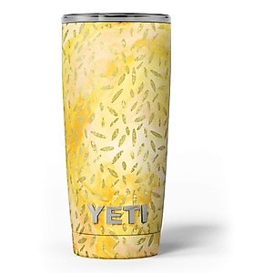 Design Skinz The Grungy Yellow Watercolor Under a Microscope - Skin Decal Vinyl Wrap Kit Compatible with The Yeti Rambler Cooler Tumbler Cups