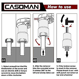 CASOMAN 5 Pieces 1/2"Dr. Twist Socket Set, Lug Nut Remover Tool Metric Bolt and Lug Nut Extractor Socket Tools
