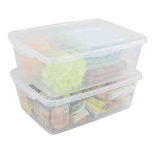 DynkoNA 16 Liter Plastic Container with Lid, Clear Storage Boxes Set of 2