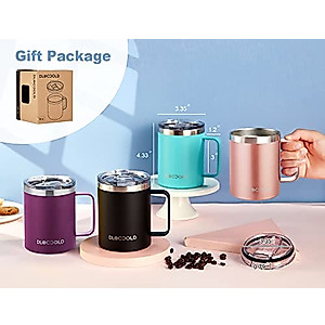 DLOCCOLD Insulated Coffee Mug with Handle 12 oz Stainless Steel Travel Coffee Cup with Lid Spill Proof Reusable Thermos Coffee Cups for Men Women
