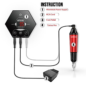 Wormhole Tattoo Machine Kit 20 Cartridge Needles Rotary Tattoo Machine Kit Complete Tattoo Gun Kit 10 Tatttoo Ink for Beginners & Tattoo Artist