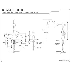 Kingston Brass KS1235TALBS Tudor Kitchen Faucet, 8-1/2 inch in Spout Reach, Oil Rubbed Bronze