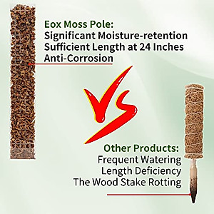 EOX 4 Pcs 24 Inch Plastic Moss Pole for Plants Monstera, Climbing Plants, Plant Support for Indoor Plants Work with Sphagnum Moss