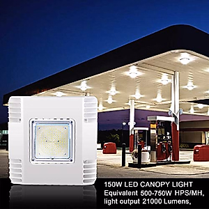 OSTEK LED Gas Station Canopy Light, 150W Carport Ceiling Light 5700K, Outdoor Rated (600W HID/HPS Equivalent), 90-277V IP65 DLC & UL Listed