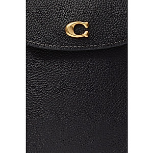 Coach Polished Pebble Leather C Phone Crossbody, Black