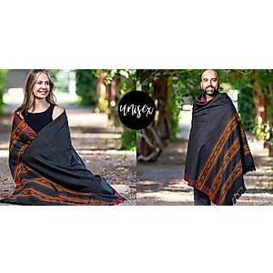 Om Shanti Crafts Meditation or Prayer Shawl or Plain Blanket, Wool Shawl/Wrap, Oversize Scarf. Unisex (Dark Grey)