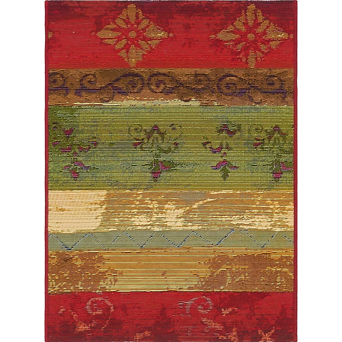 Unique Loom Outdoor Modern Collection Area Rug - Traditional (2' 2" x 3' 1" Rectangle, Multi/ Gold)