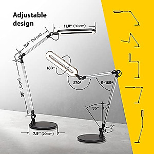 OTUS [2in1] LED Desk Lamp for Home Office with Wireless Charger, Architect LED Desk Light for Study, Reading, Working, Adjustable Tall Swing Arm Table Light, Dimmable Brightness, 3 Color Modes