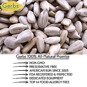 GERBS Raw Sunflower Seed Kernels No Shell 2 lbs., Hulled, Top 14 Allergy Free Foods, Healthy Superfood Snack, Non GMO, No Oils, No Preservatives, Resealable Bag, Gluten & Peanut Free, Vegan, Keto, Kosher