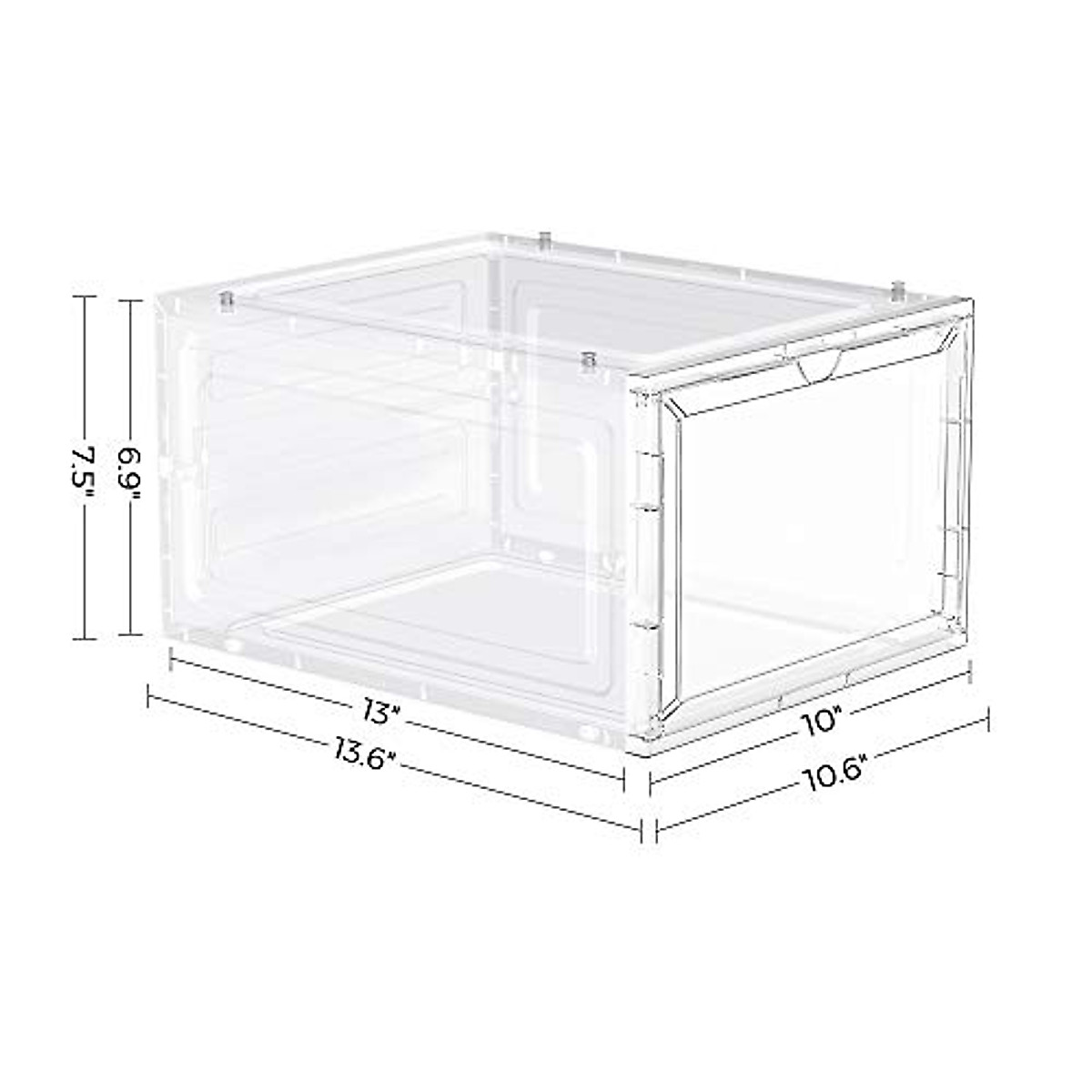 SONGMICS Shoe Boxes, Clear Shoe Organizers, Set of 12, Plastic Shoe Storage with Clear Door, Easy Assembly, up to US Size 12, Transparent ULSP032W12