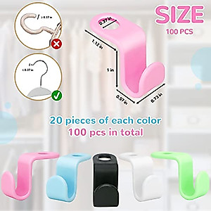 100 Pcs Clothes Hanger Connector Hooks Plastic Hanger Hooks for Clothes, Hanger Hooks Space Saver for Plastic Hangers