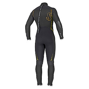 SCUBAPRO Definition Steamer Scuba Diving Wetsuit, 3mm Men Back Zip Neoprene, XL, Black/Yellow
