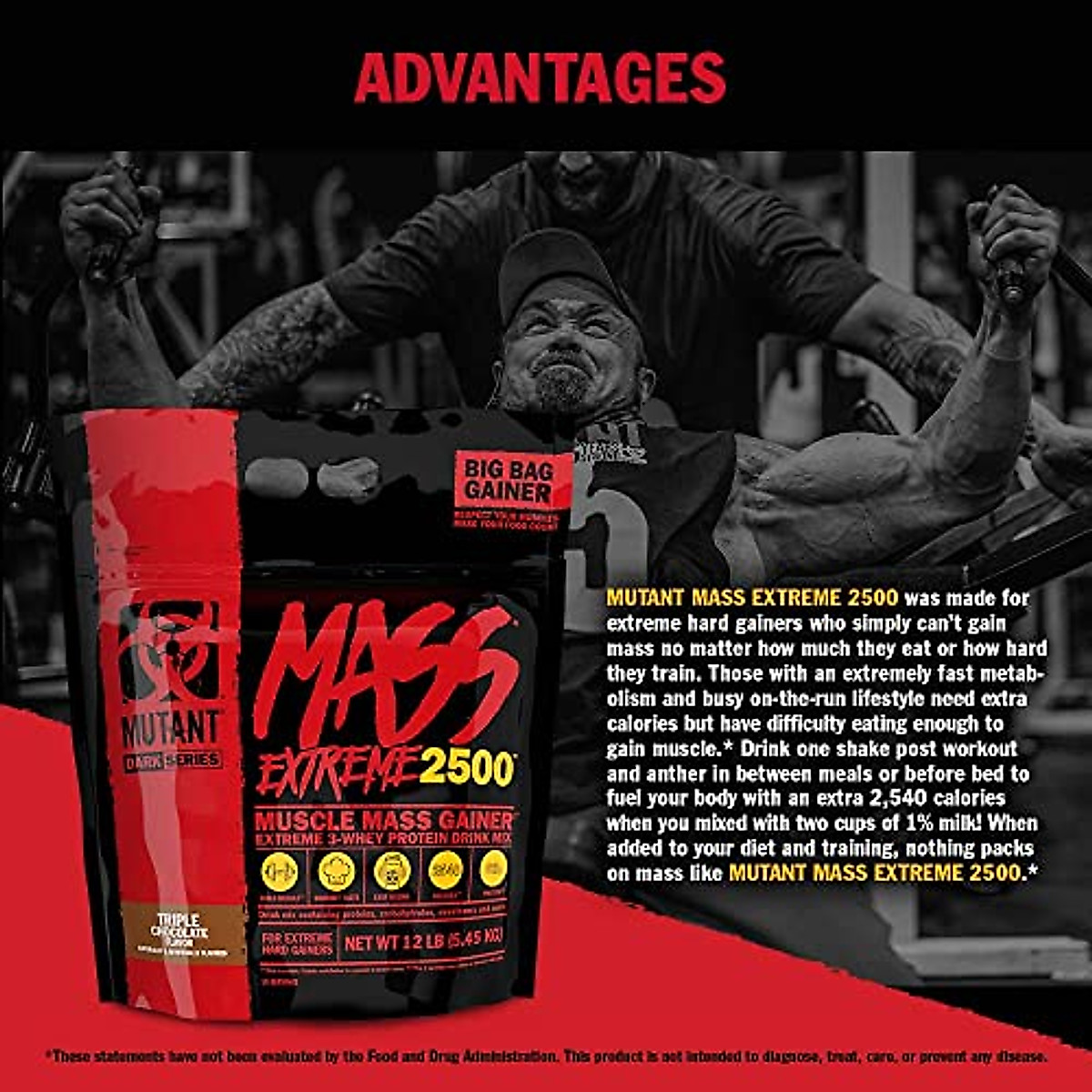 Mutant Mass Extreme Gainer 6lb Triple Chocolate and Creakong CX8 249 g Bundle