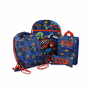 Nickelodeon Blaze and the Monster Machines Boys 16" Backpack 5 piece School Set (One Size, Blue)