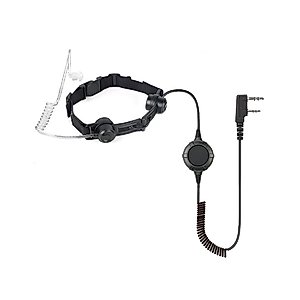 BANDARICOMM Tactical Throat Mic Headset for Military, Tactical Laryngophone Earpiece Covert Acoustic Earpiece for Kenwood, BaoFeng Walkie Talkie Two Way Radios Black