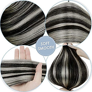 6 PCS Synthetic Straight Hair Extensions Clip in human hair 20 INCH 140 Gram Thick hairpieces Dark Brown Blonde Black Wigs with Comb for Women and Girls Full Head (20 INCH, Natural Black to Light Blonde)