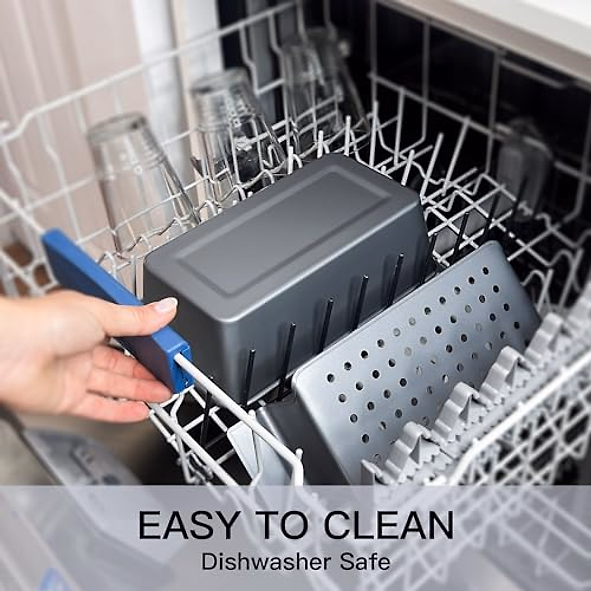 HONGBAKE Meatloaf Pan with Drain Tray, 9 x 5 Inches Loaf Pans with Insert, Nonstick Meat Loaf for Baking, Reduce the Fat and Kick Up the Flavor, Grey