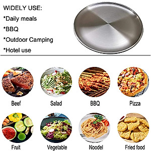 JXHAPY Reusable Brushed Metal Dinner Plates-Stainless Steel Round Plates,Dinner Plate Dish Heavy Duty Kitchenware Round Metal Plates | Dishwasher Safe |Use for BBQ Steak (8 Inch 5 Pack)