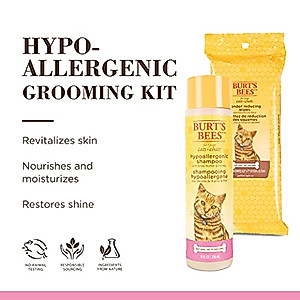 Burt's Bees for Cats Hypoallergenic Shampoo and Dander Reducing Grooming Wipes - Cat Shampoo and Wipes for Cat Dander, Cat Grooming Supplies, Cat Shampoo, Cat Wipes, Pet Wipes Cats
