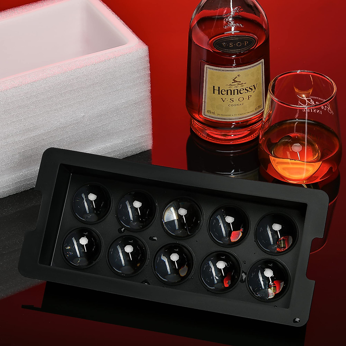 Sphere Clear Ice Cube Tray - Crystal Clear 1.7 Inch Ice Ball Maker,10 Silicone Round Ice Cubes Mold for Whiskey and Cocktail