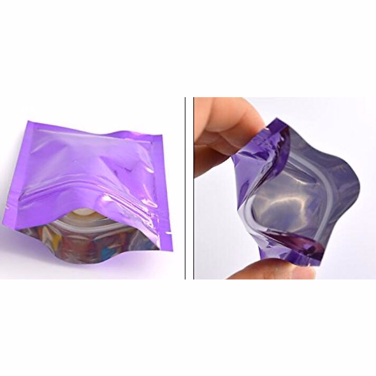 100PCS Metallic Foil Open Top Sealable Bags Double-Sided Color Mylar Foil Flat Heat Sealable Sample Ziplock Bag Durable Food Storage Bag With Tear Notches Pouches Bag For Candy Tea Sugar(3"x4")