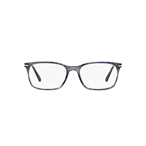 Persol PO3189V Rectangular Prescription Eyewear Frames, Grey/Blue/Demo Lens, 55 mm