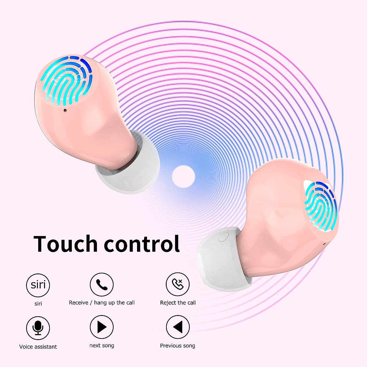 Togetface Bluetooth Kids Earbuds, Pink Wireless Earbuds for Girls and School Classroom Earpods Small Ears Headphone Earphones Airpods in-Ear Headset