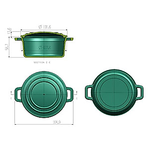 AmazonCommercial Enameled Cast Iron Covered Small Round Cocotte, 18 Ounce, Red