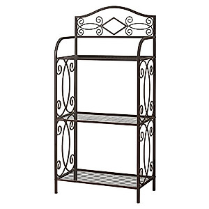 Kings Brand Pewter Metal 3 Tier Shelf Free Standing Towel Rack Stand Organizer