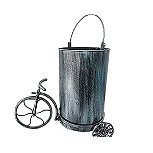 Trash Bin Trash Can Wastebasket Metal Garbage Can for Bedroom Trash Can Retro Bicycle Styling Waste Storage Bins for Home Garbage Can Waste Bin (Color : OneColor, Size : 40 * 20 * 30cm)