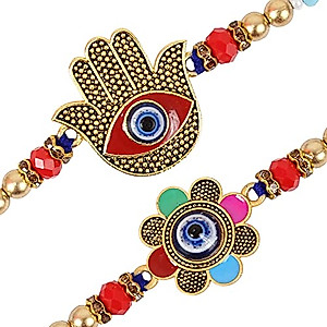 TIED RIBBONS Rakhi for Brother Set of 2 Rakhi Set for Brother Rakhi | Greeting Card | Roli Chawal Tika - Raksha bandhan Rakhi Bracelet for Brother | Bro Rakhi Thread | Rakhi for Bhaiya