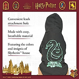 Harry Potter Slytherin Pet Hoodie with Faux Scarf - Medium | Harry Potter Accessories for Dogs | Harry Potter Dog Accessories for Hogwarts Houses, Slytherin Black