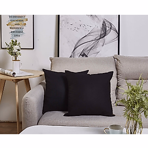 TangDepot Handmade Decorative Solid 100% Cotton Canvas Throw Pillow Covers/Pillow Shams, (18"x18", Black)