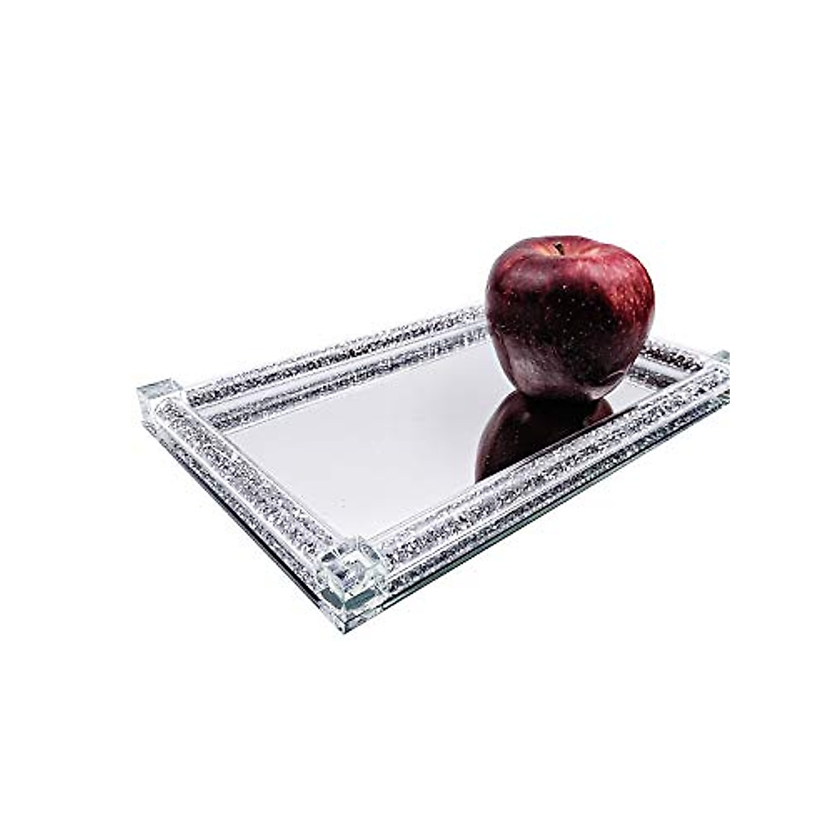 BANQLE Mirrored Vanity Trays, Perfume Trays for Dresser, Glass Decorative Trays for Home Decor, Silver Jewelry Trays