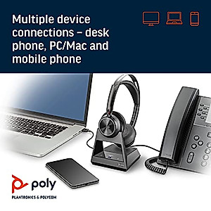 Poly - Voyager Focus 2 Office USB-A (Plantronics) - Bluetooth Stereo Headset with Boom Mic - USB-A PC/Mac/Desk Phone Compatible - Active Noise Canceling - Works with Teams (Certified), Zoom & More