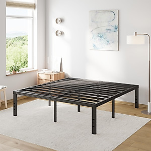 COMASACH 18 Inch Tall Metal Platform King Size Bed Frames with Maximum Storage, Anti-Slip Strengthen Support Mattress Foundation, Noise Free