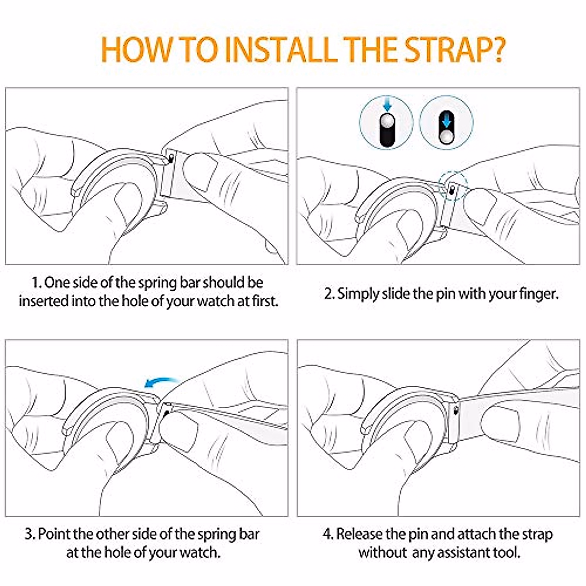 JL-BAND 5 colors optional Quick release strap leather strap full grain strap suitable for 18mm, 19mm, 20mm, 21mm, 22mm, 23mm, 24mm (choose the appropriate size)