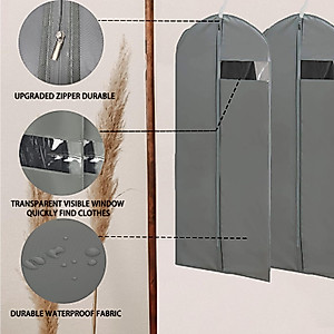 Kimmama Long Garment Bags for Hanging Clothes,Dress Bags for Gowns,Garment Protector Cover for Hanging Wedding Dress,Suit,Dance Costumes,Coat,Brides Maids Dress,23.6" x 65",Pack of 2