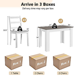 Giantex 5-Piece Wooden Dining Set, Modern Rectangular Dining Table & 4 High-Back Chairs, Dinette Set w/Rubber Wood Legs, Kitchen Furniture for Dining Room Kitchen Restaurant (Dark Grey+White)