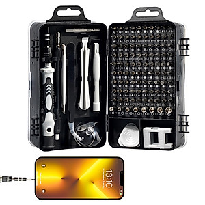 Electric Screw Driver, 115 in 1 Magnetic Repair Tool Kit, Rechargeable Precision Screwdriver Set, Anti Slip Durable Designed Screwdriver and Box, Battery Powered Screwdriver for Pc Cellphone Computer