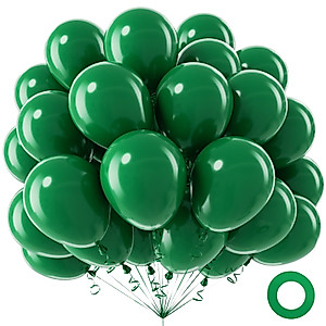 Green Balloons, 100Pcs 12 inch Bright Dark Green Latex Balloons Round Helium Emerald Green Balloons for Birthday Wedding Anniversary Graduation Party Backdrop Decorations