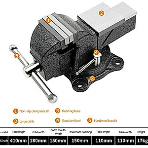 LEISHENT Bench Vise Heavy-Duty Utility Combination Pipe and Bench Vise,Ball Milled cast Iron Material,6inch