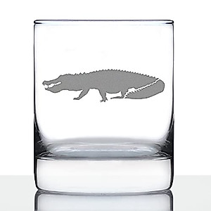 Alligator Whiskey Rocks Glass - Unique Exotic Animal Gifts for Alligator Lovers - 10.25 Oz Glass