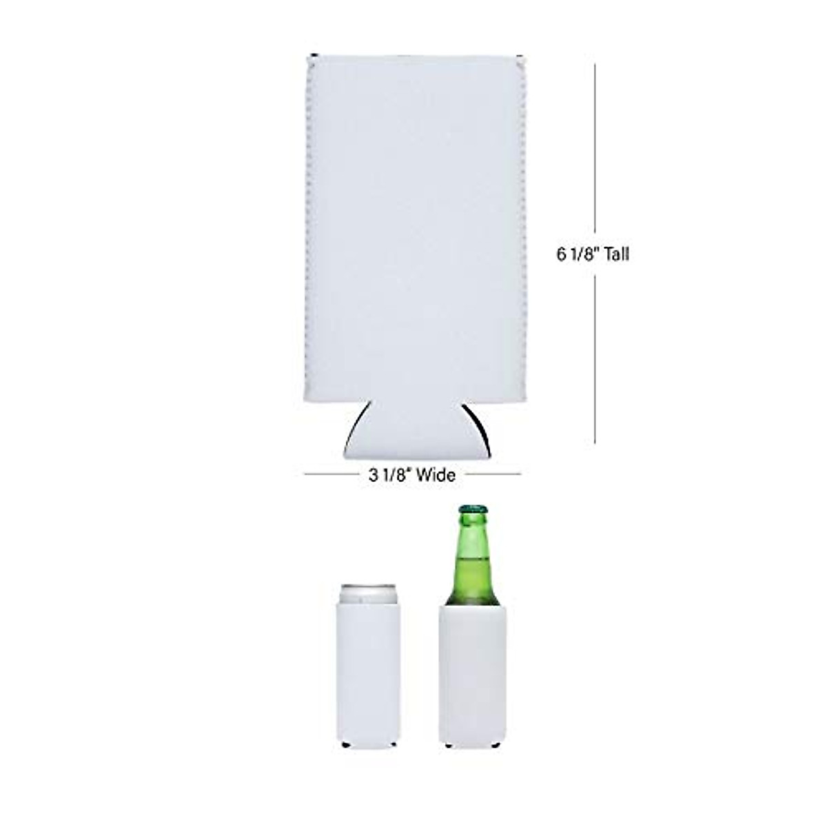 SNERTZ 15 Pack Slim Can Cooler White Blank DIY Sublimation Durable Neoprene Insulated Skinny Beer, Seltzer Can Holder Cooler Coolies Fits 12oz Cans