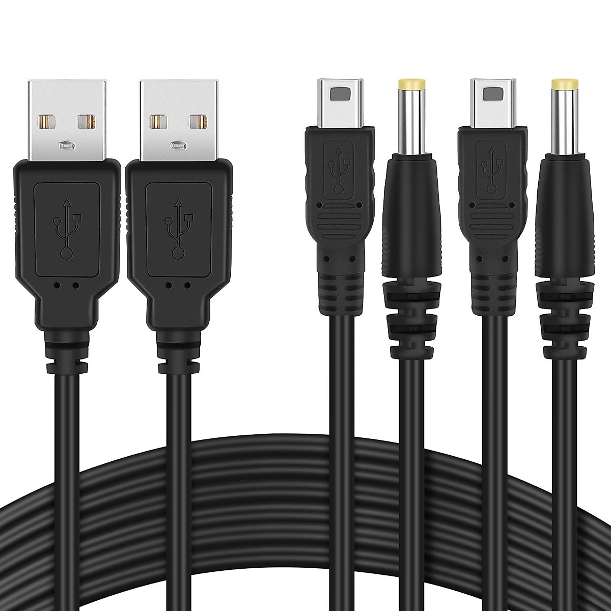 Funturbo PSP Charger Cable, PlayStation Portable Charger PSP Power Cord for Charging Sony PSP 1000 2000 3000 USB Data Cable & Charging Cord 2-in-1 (2 Pack)