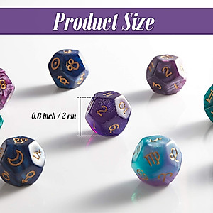 Kasyat 18 Pieces Astrology Dice Astrological Dice 12-Sided Tarot Dice Resin Polyhedral Pearl Pattern Dice for Divination Astrology Tarot Cards Accessory