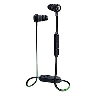 Razer Hammerhead Bluetooth Earbuds for iOS & Android: Sweat-Resistant Design - 8 Hr Battery - Custom-Tuned Dual-Driver Technology - in-Line Mic & Volume Control - Aluminum Frame - Matte Black/Green